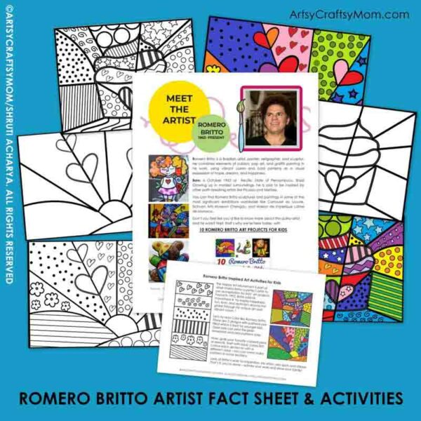 10 Amazingly Colorful Romero Britto Art Projects for Kids