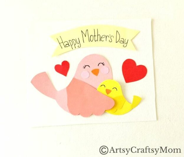 Beautiful DIY Mothers Day Bird Card for Kids