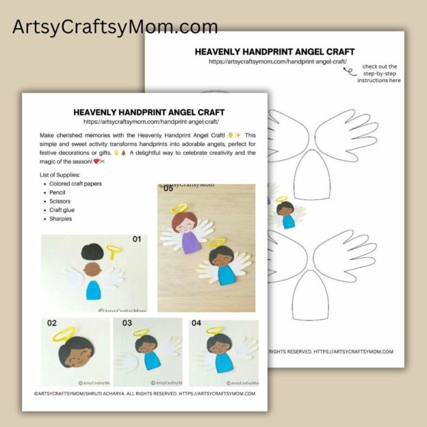 Handprint Angel Craft Template - Artsy Craftsy Mom