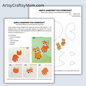 Cute and Simple Handprint Fox Papercraft for Kids
