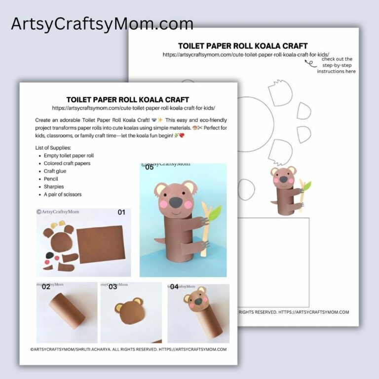 Toilet Paper Roll Koala Craft Template - Artsy Craftsy Mom