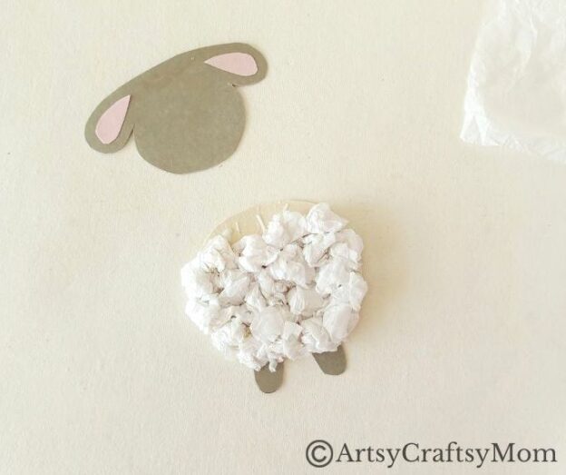 Cute and Easy Crumpled Paper Sheep Craft for Kids