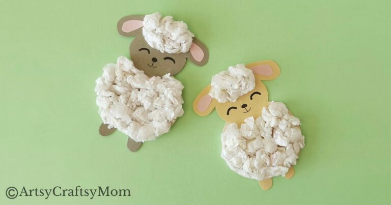 Cute and Easy Crumpled Paper Sheep Craft for Kids