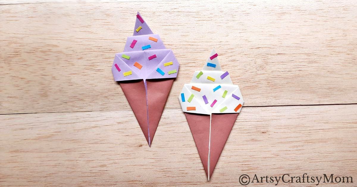 Easy Origami Ice Cream Cone Craft for Kids