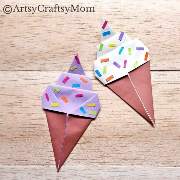 Easy Origami Ice Cream Cone Craft for Kids