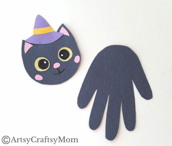Cute and Easy Handprint Black Cat Craft for Kids