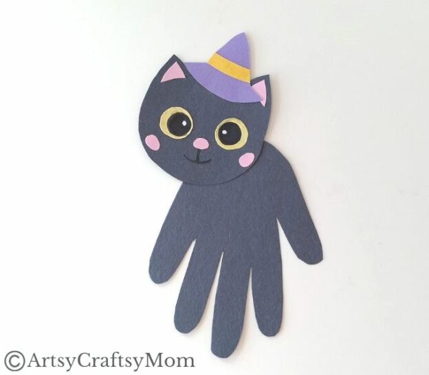 Cute and Easy Handprint Black Cat Craft for Kids