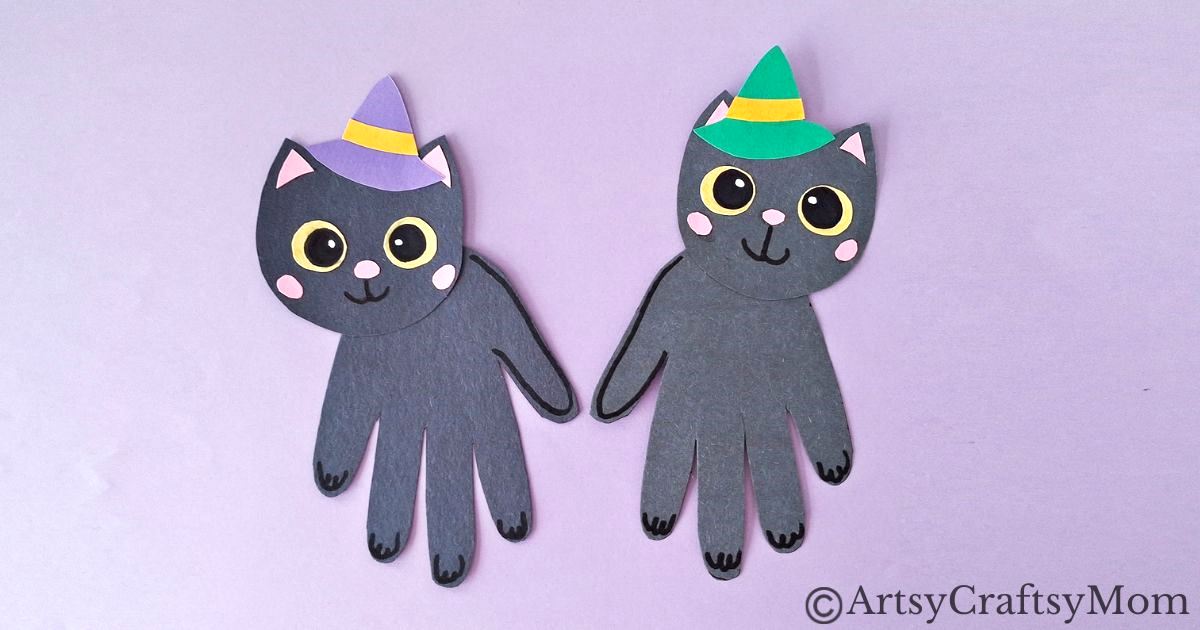 Cute and Easy Handprint Black Cat Craft for Kids