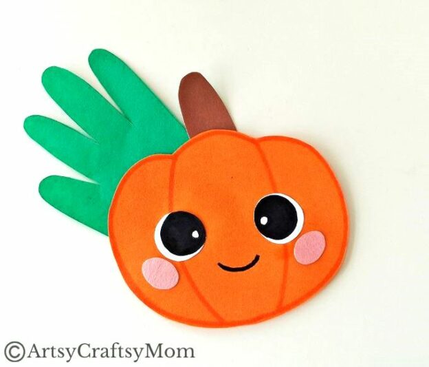 Super Easy Handprint Pumpkin Craft for Kids