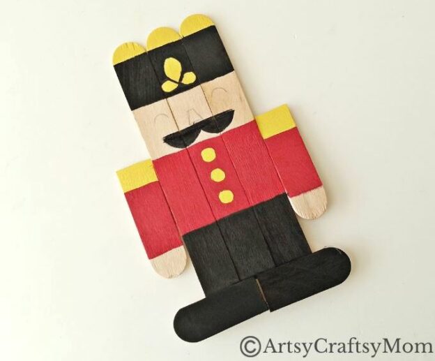Festive Popsicle Stick Nutcracker Craft for Kids