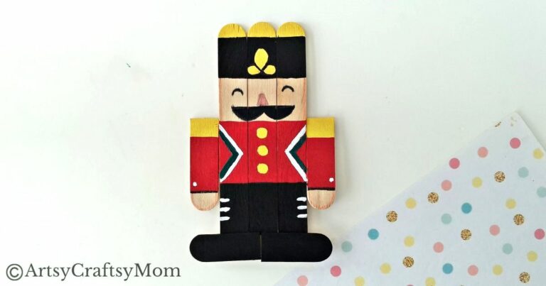 Festive Popsicle Stick Nutcracker Craft for Kids