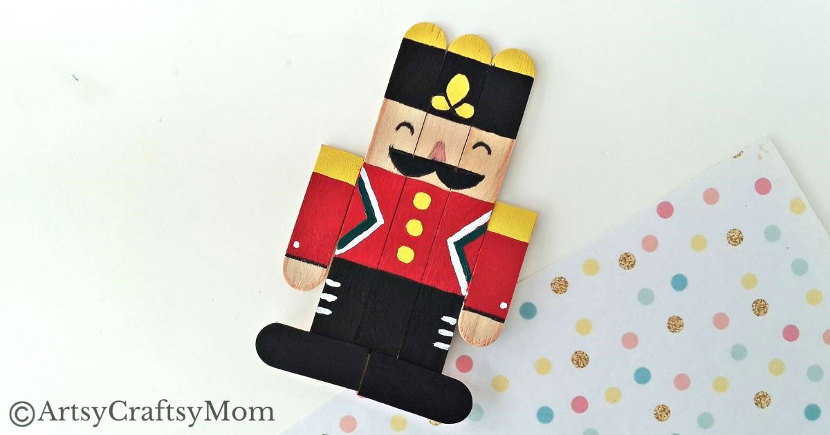 Festive Popsicle Stick Nutcracker Craft for Kids