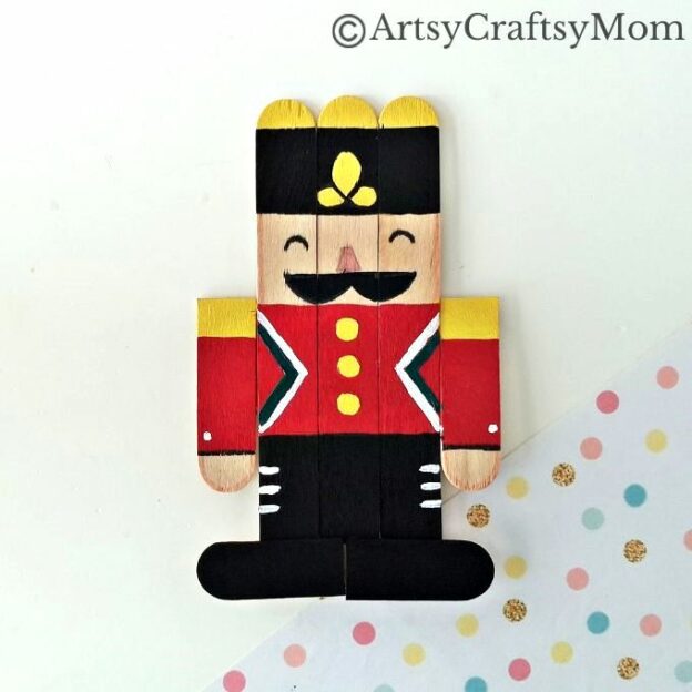 Festive Popsicle Stick Nutcracker Craft for Kids