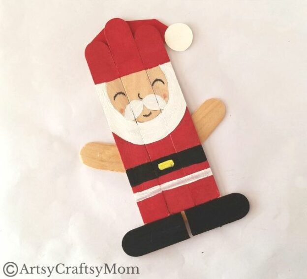 Cheerful Popsicle Stick Santa Craft for Kids