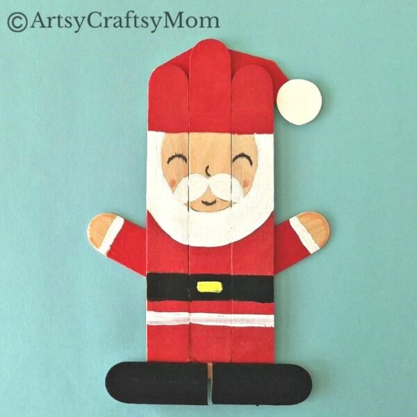 Cheerful Popsicle Stick Santa Craft for Kids