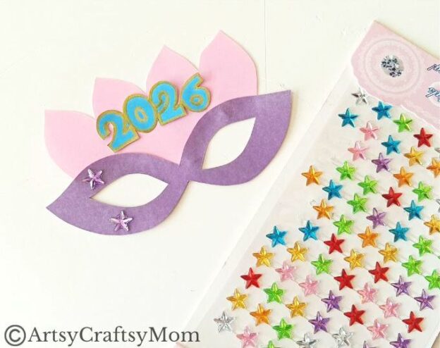 Gorgeous Printable New Year Mask Craft