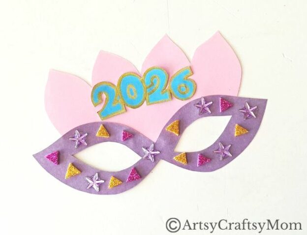 Gorgeous Printable New Year Mask Craft