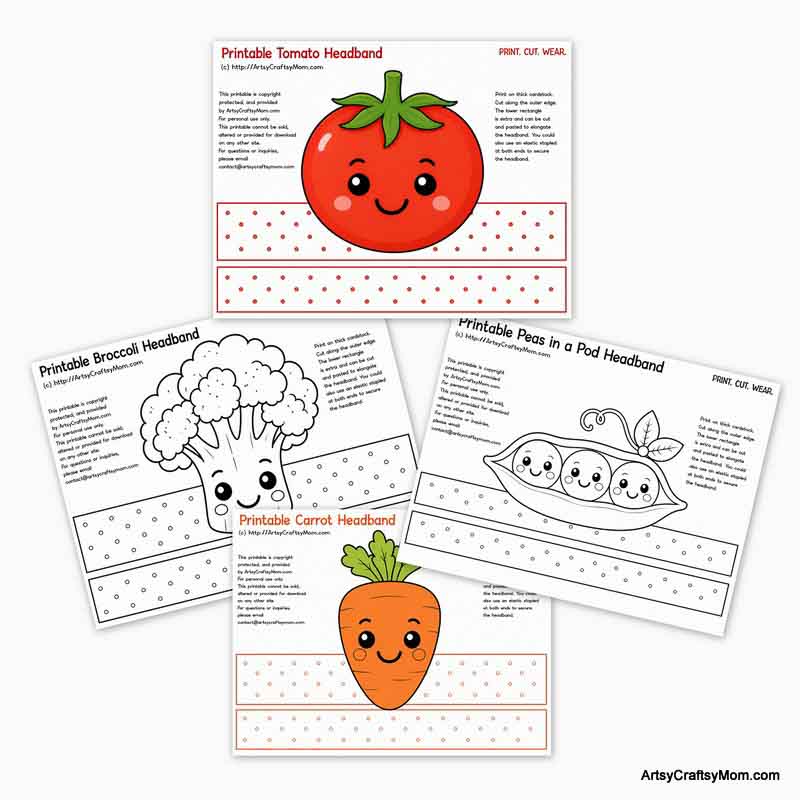 Printable Vegetable Headbands for Kids - Artsy Craftsy Mom