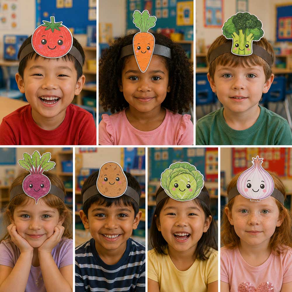 Printable Vegetable Headbands for Kids - Artsy Craftsy Mom