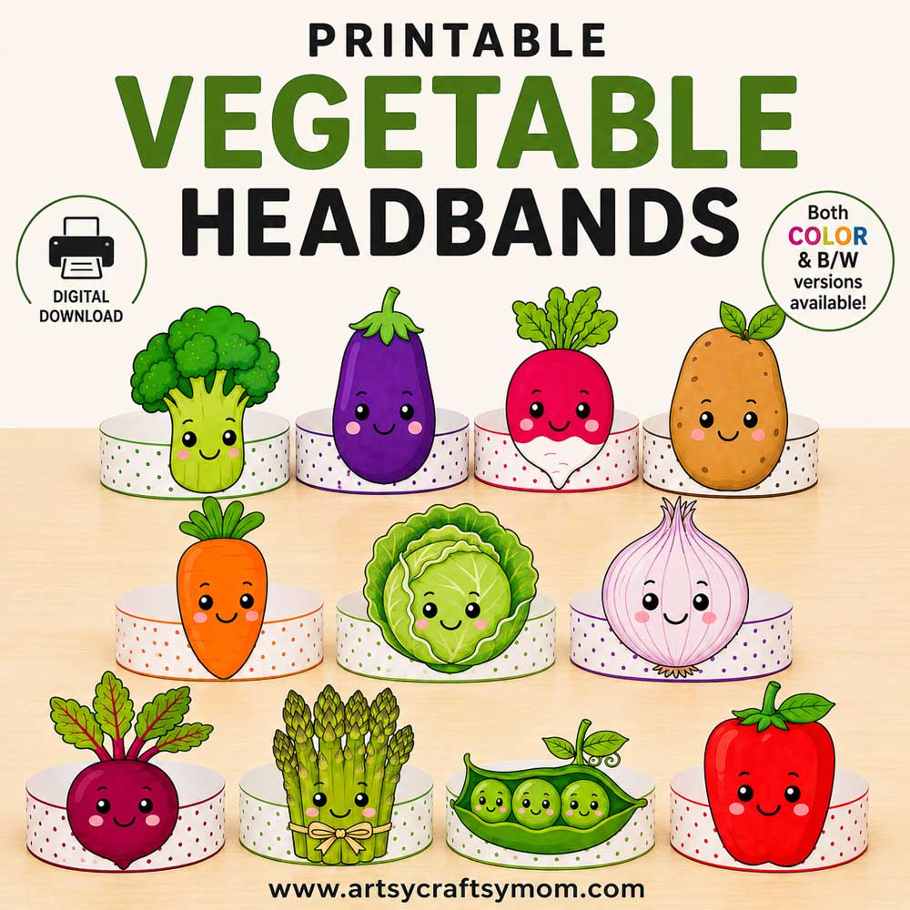 Printable Vegetable Headbands for Kids - Artsy Craftsy Mom